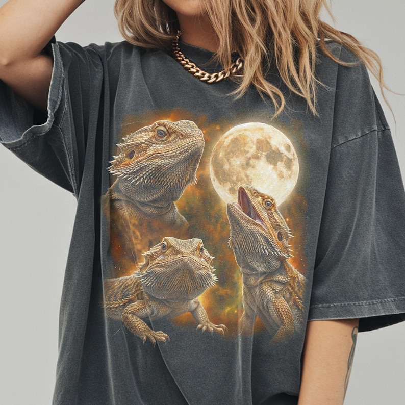 Comfort Colors® Bearded Dragon Shirt, Three Lizard Moon, Vintage 90s ...