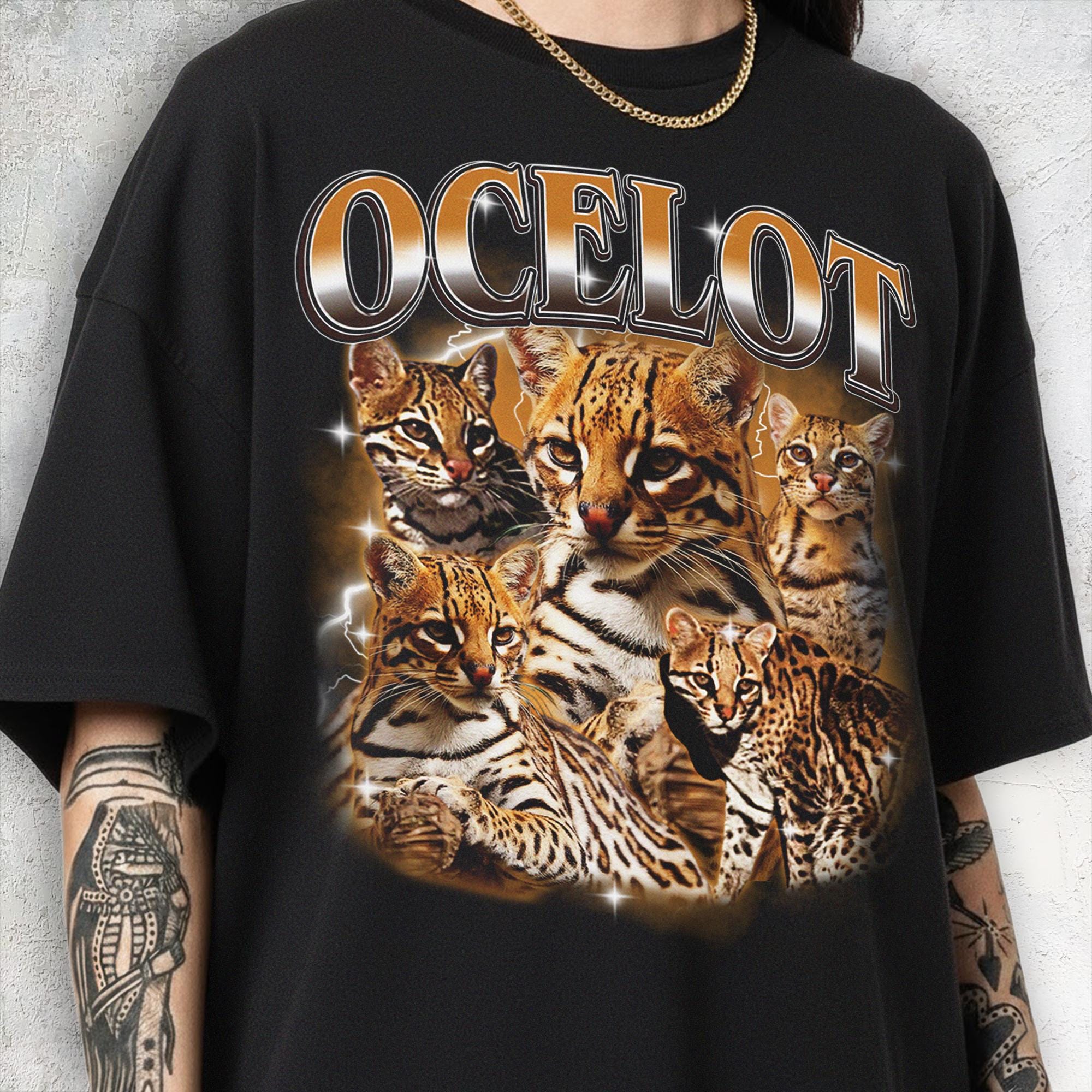 Vintage Ocelot Shirt, 90s Bootleg Graphic, Exotic Wild Cat Top, Jungle ...