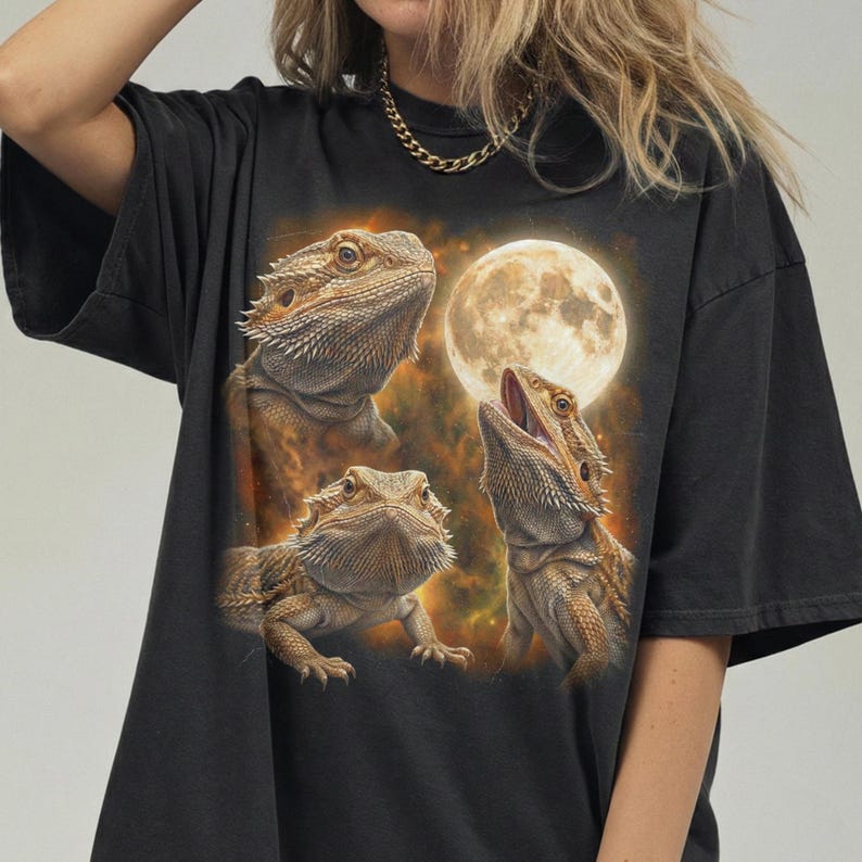 Comfort Colors® Bearded Dragon Shirt, Three Lizard Moon, Vintage 90s ...