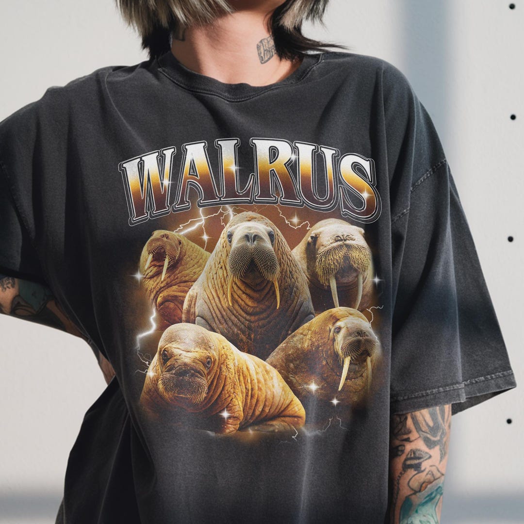 Vintage Walrus Shirt, 90s Bootleg Graphic, Arctic Animal Top, Marine ...