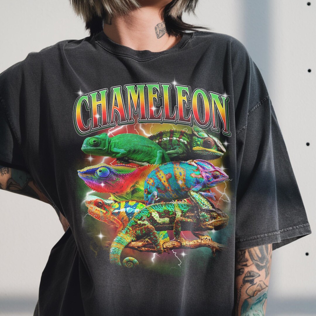 Vintage Chameleon Shirt, 90s Bootleg Graphic Tee, Reptile Lover Gift ...