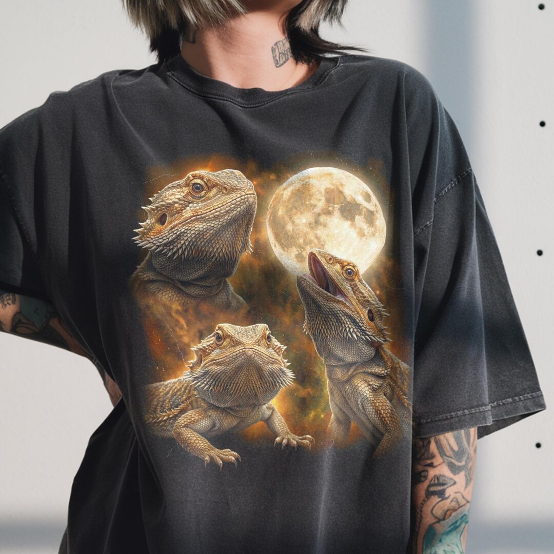 Comfort Colors® Bearded Dragon Shirt, Three Lizard Moon, Vintage 90s ...