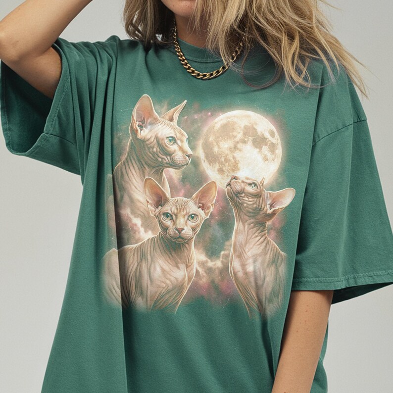 Comfort Colors® Three Sphynx Cat Moon Shirt, Hairless Cat, Bingus ...