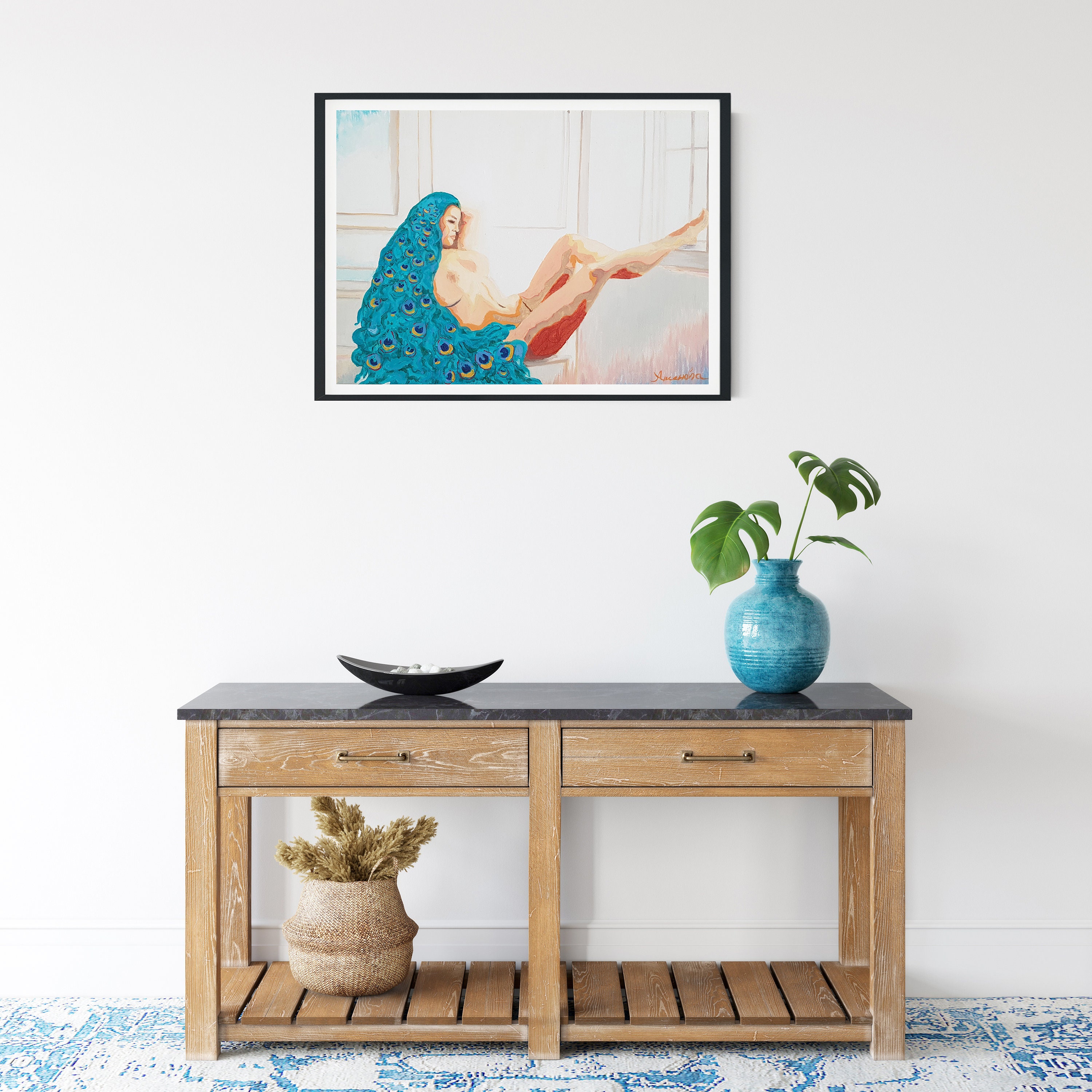 Nude Woman Painting Print On Canvas Surrealism Lady Modern Etsy