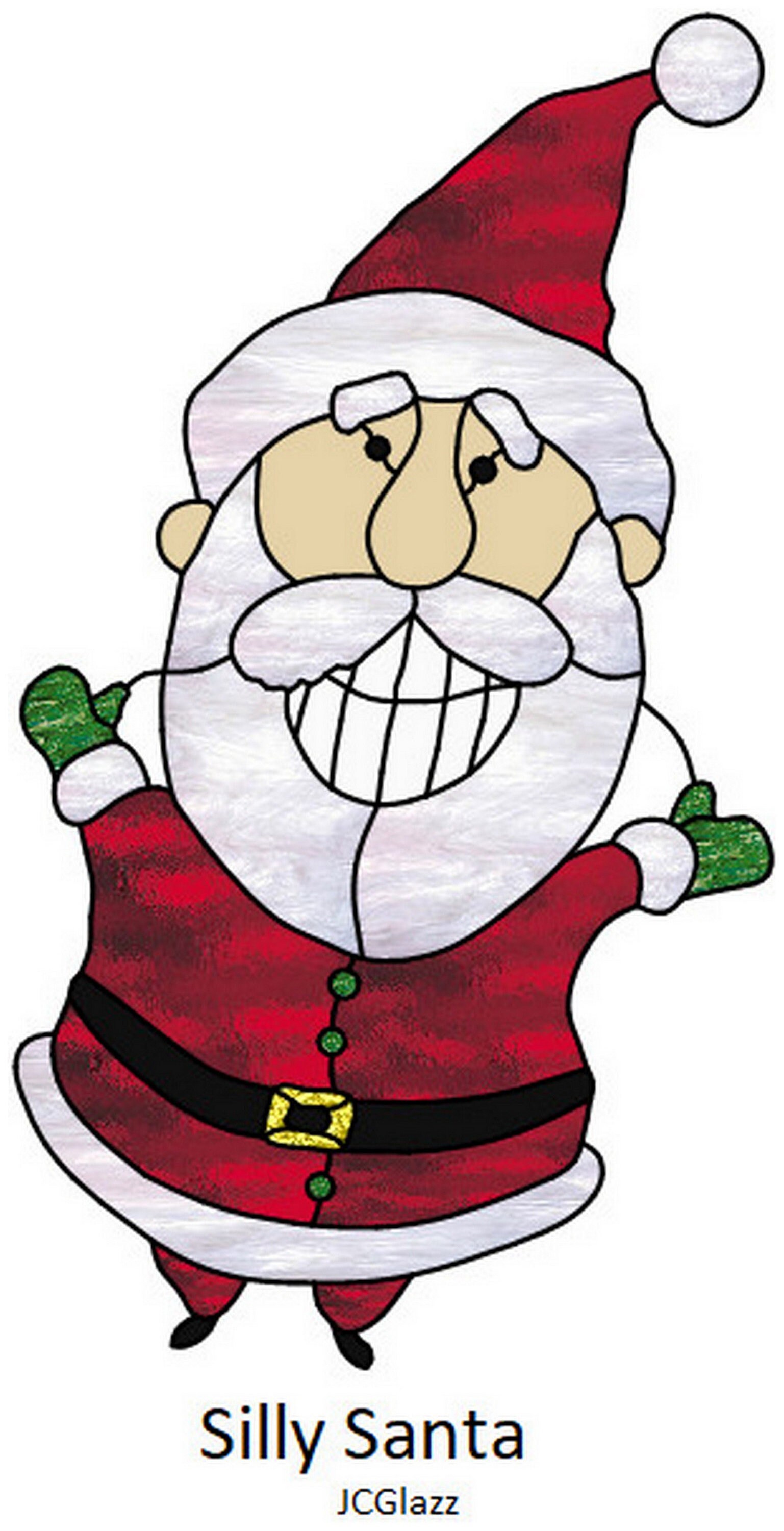 Silly Santa Stained Glass Pattern - Etsy