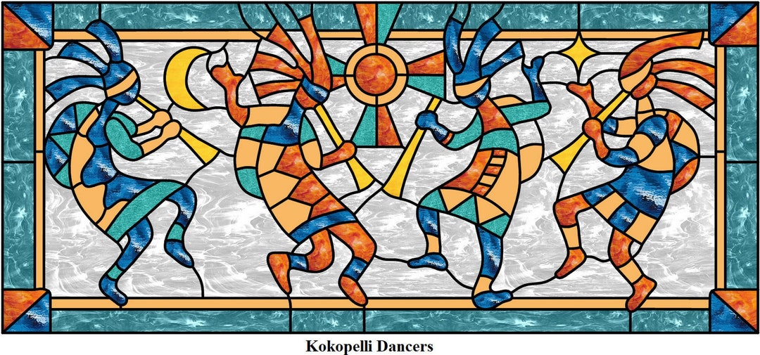 Kokopelli Dancers Stained Glass Pattern - Etsy