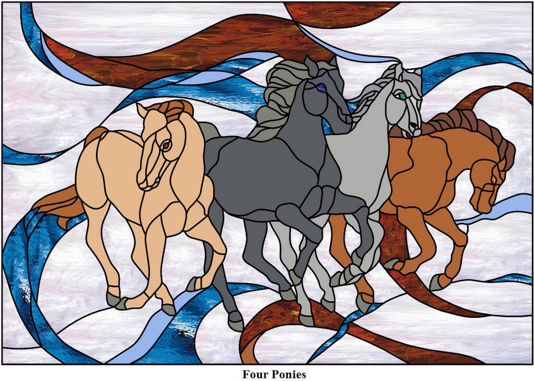 Four Friends Pony Stained Glass Pattern - Etsy