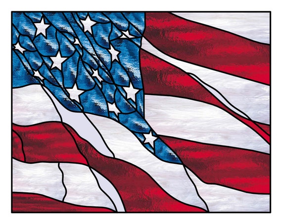 American Flag Stained Glass Window Panel