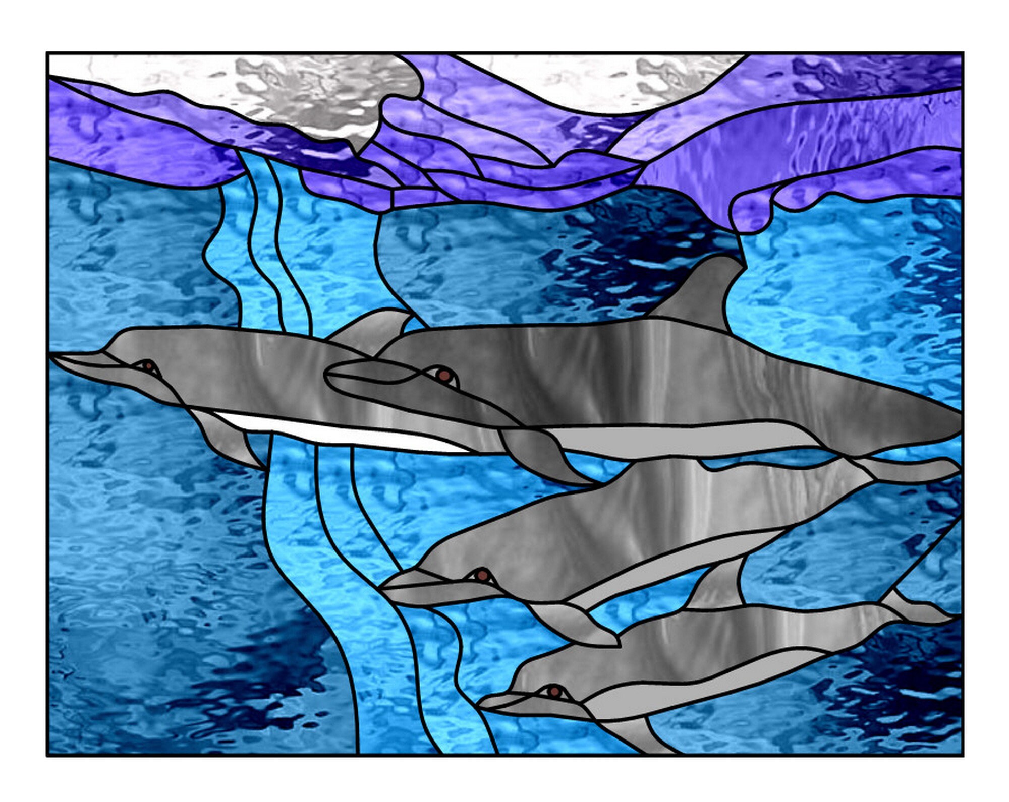 Dolphin Pod Stained Glass Pattern - Etsy