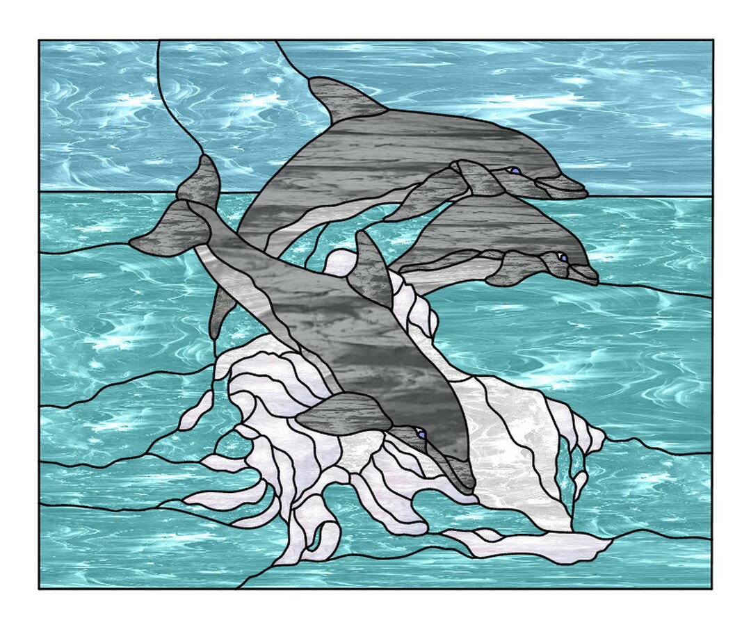 Dolphin Family Stained Glass Pattern - Etsy
