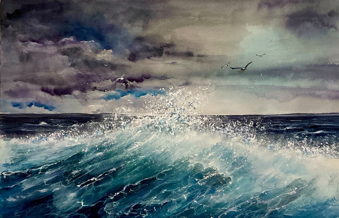 Original Watercolour Painting the Mighty Ocean - Etsy