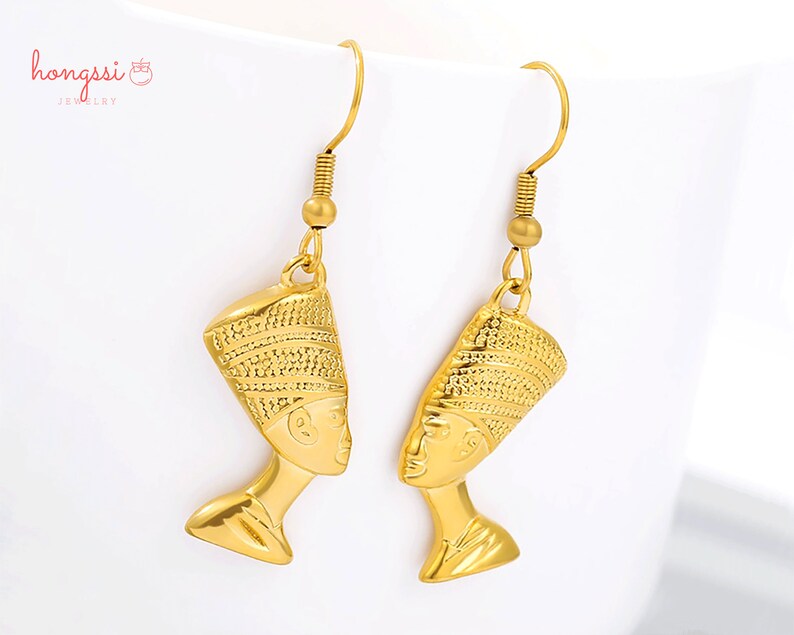 Egyptian Queen Dangle Earrings Gold Sterling Silver Rose - Etsy