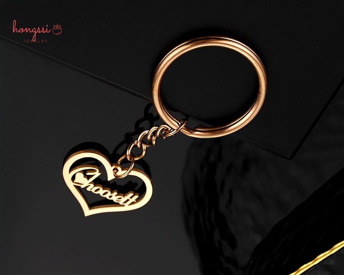 Personalized Custom Name Lovely Heart Keychain Keyring With - Etsy