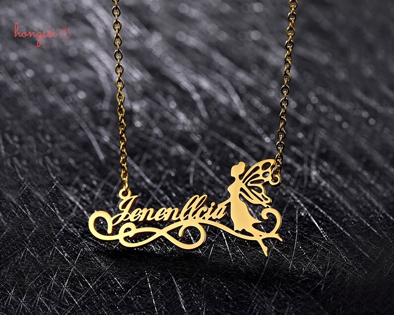 Lovely Tinkerbell Personalized Custom Name Necklace Gift - Etsy