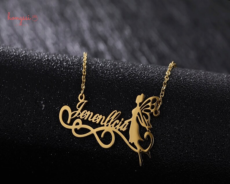 Lovely Tinkerbell Personalized Custom Name Necklace Gift - Etsy