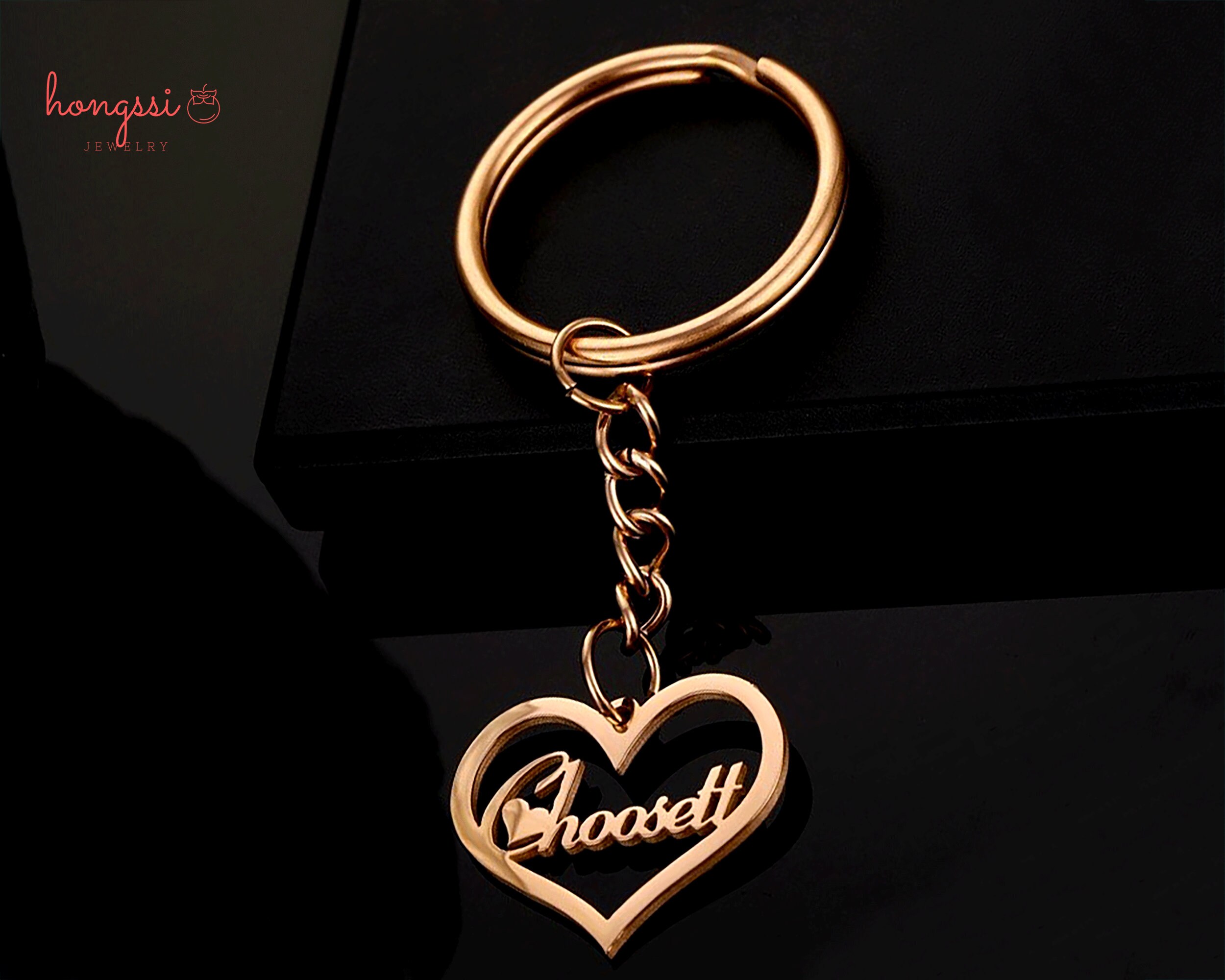 Personalized Custom Name Lovely Heart Keychain Keyring With - Etsy