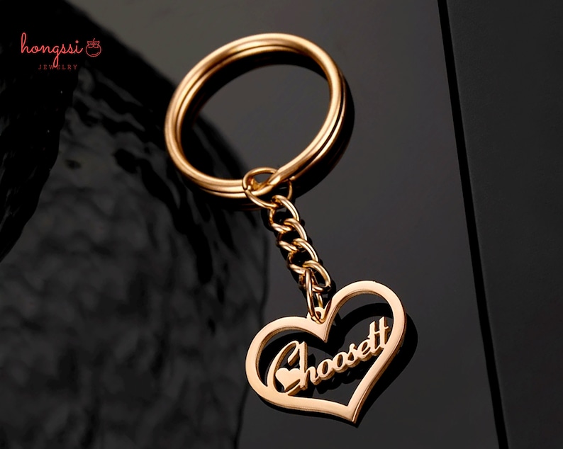 Personalized Custom Name Lovely Heart Keychain Keyring With - Etsy