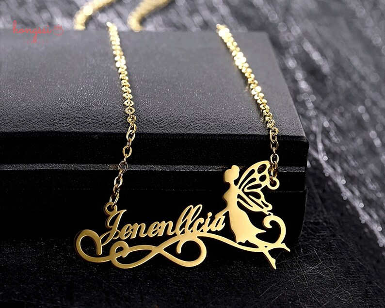 Lovely Tinkerbell Personalized Custom Name Necklace Gift - Etsy