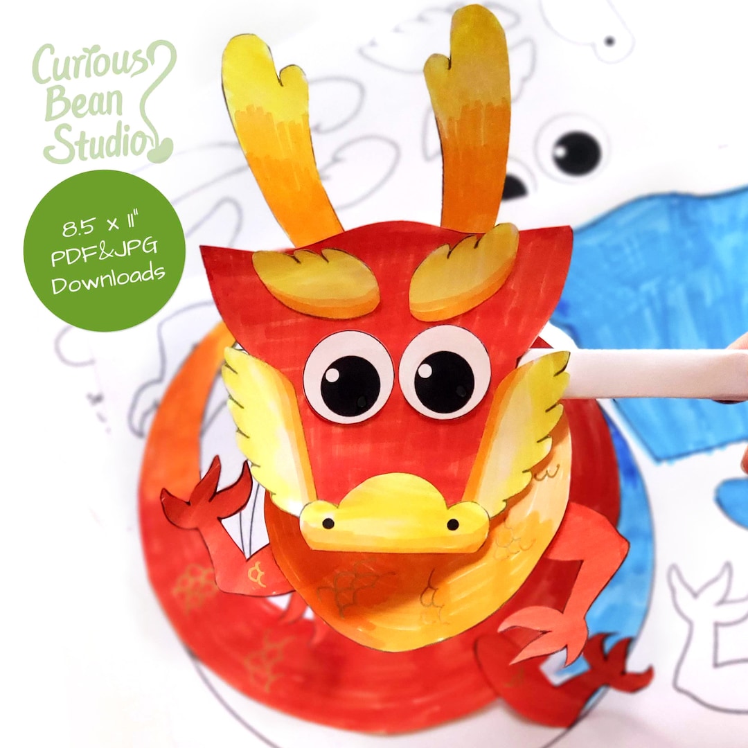 Printable Dragon Craft Idea PDF JPG ZIP - Etsy