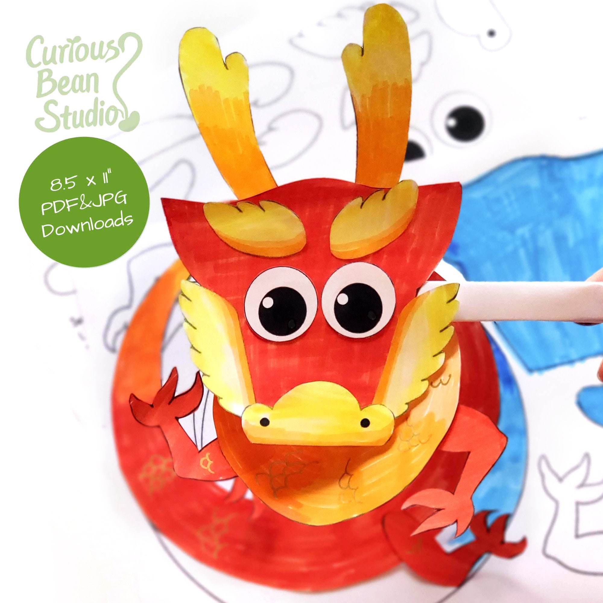 Printable Dragon Craft Idea PDF JPG ZIP - Etsy