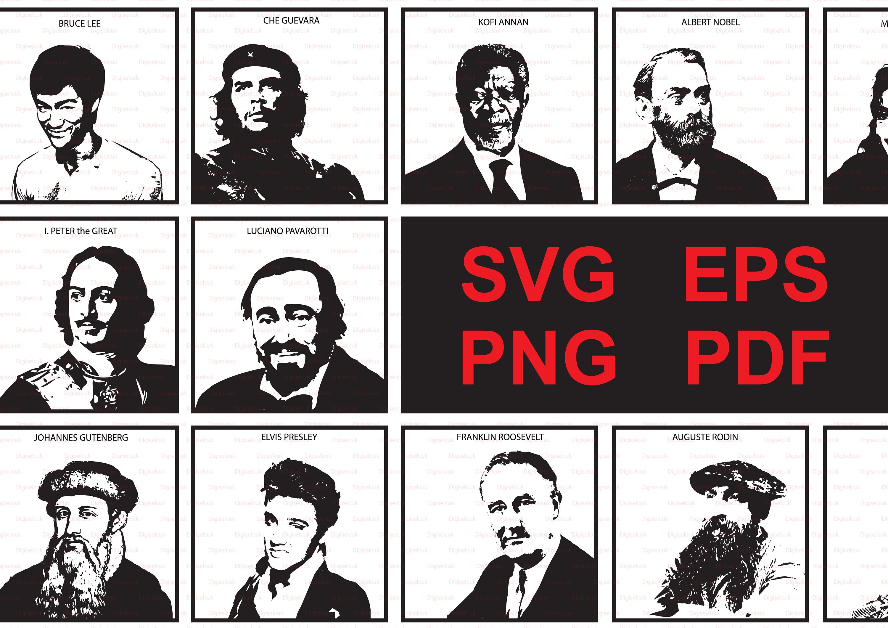 101 People, Silhouette, Clipart, Vector, Famous Faces, Png Portrait ...