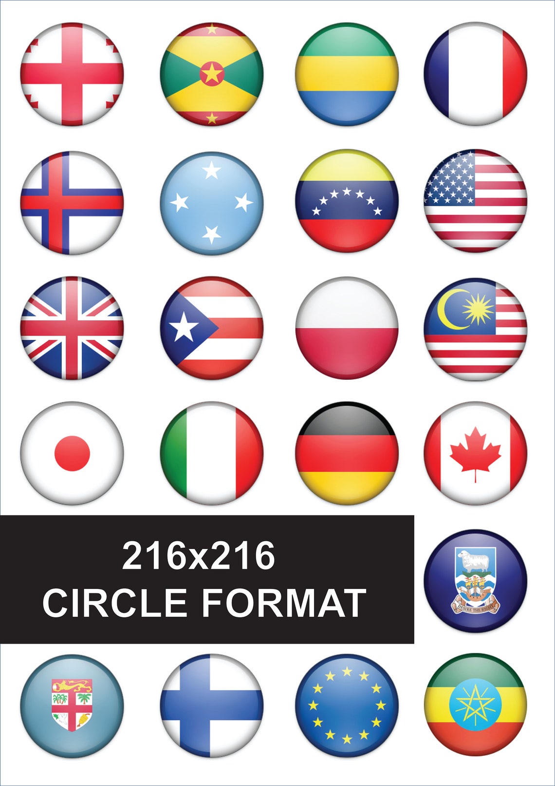 World Countries Flags Button Clip Art-- Flags of the World, PNG-PDF-JPG ...