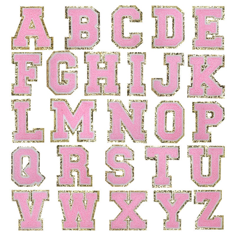 Pink Towel Letter 26 Alphabet Embroidery Letter Sew on Letter - Etsy