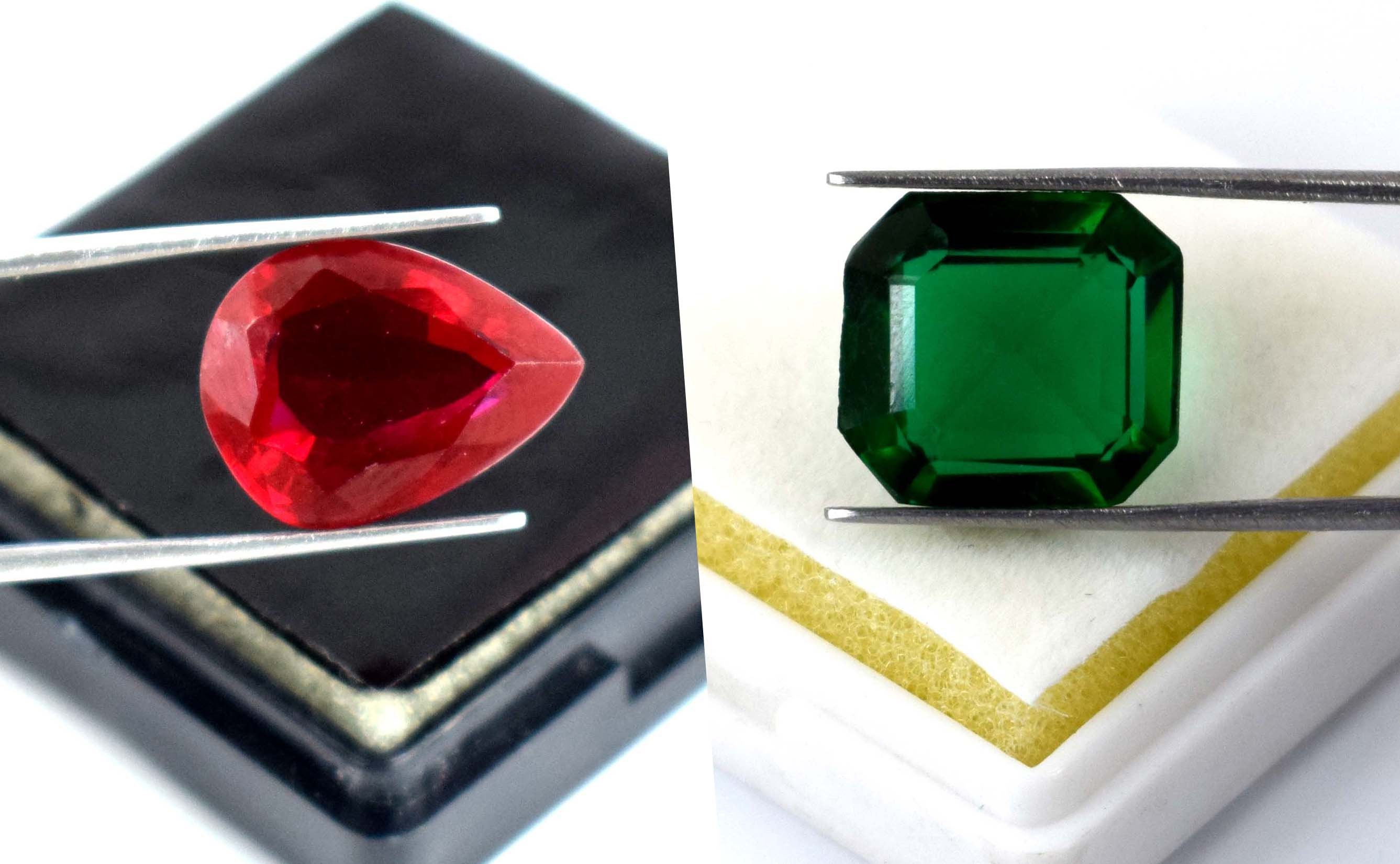 Stock Clearance 21-23 Ct Ruby & Green Emerald Loose Gemstone | Etsy