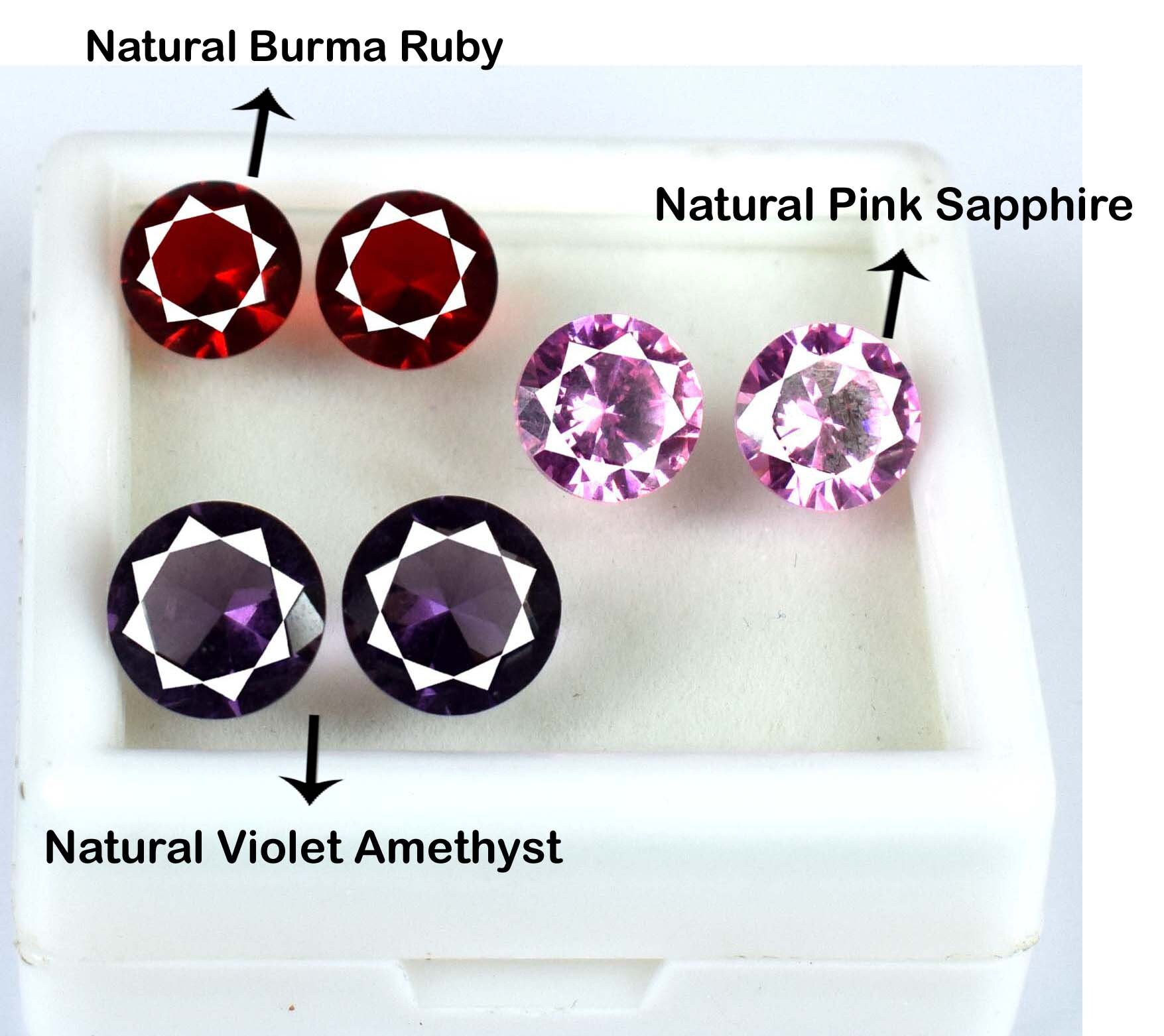 Natural Round Ruby Amethyst & Pink Sapphire 16.85 Ct/6 Pcs | Etsy