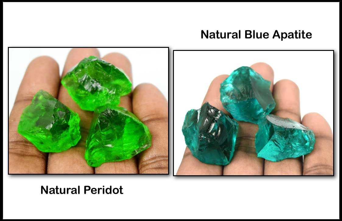 Natural 180 Ct. Brazilian Peridot & Blue Apatite Gemstone | Etsy