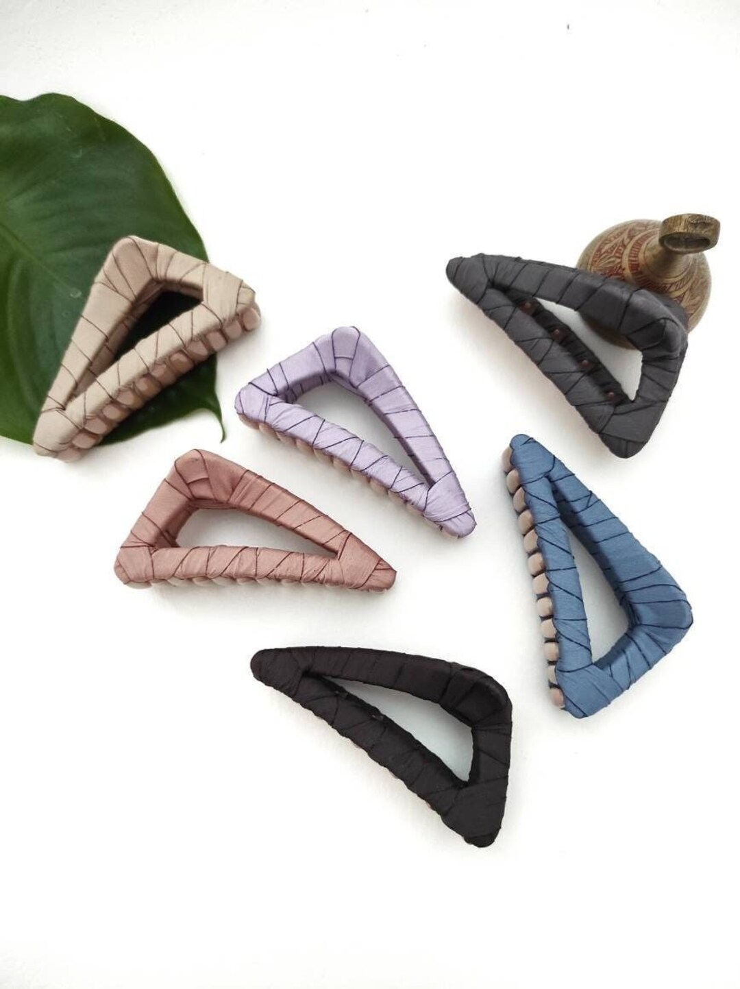 Hand Wrapped Satin Ribbon Hair Claw Clip | Triangle Hair Claw | Modern ...