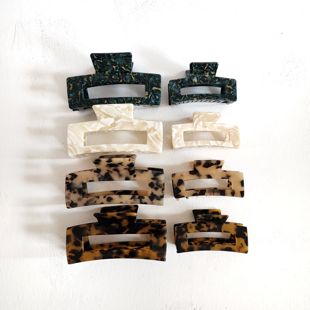 Acetate Hair Claw Clips | Rectangle Acrilic Hair Claw | Tortoise Hair ...