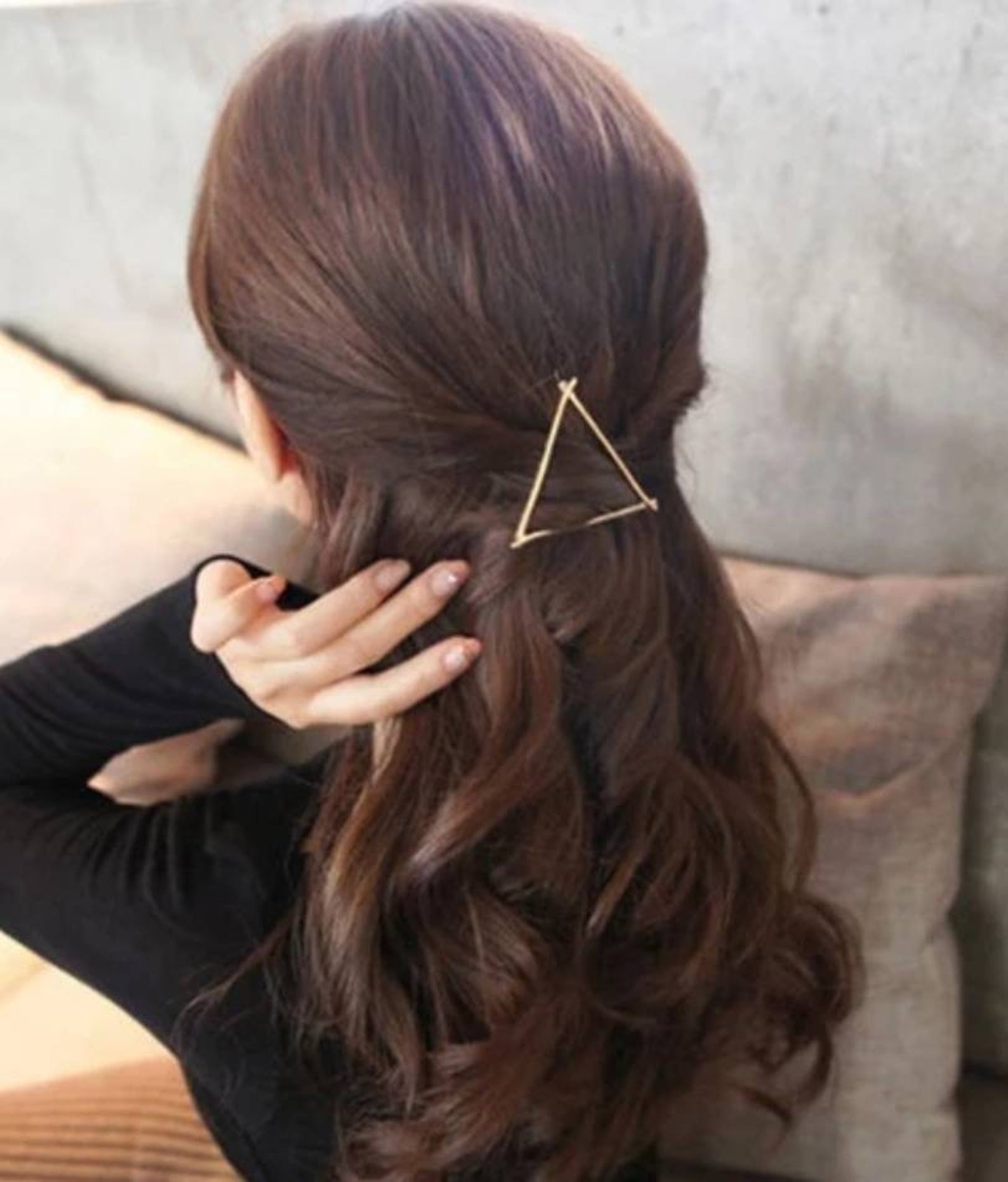 Minimalist accent gold hair pins Geometric golden hair | Etsy