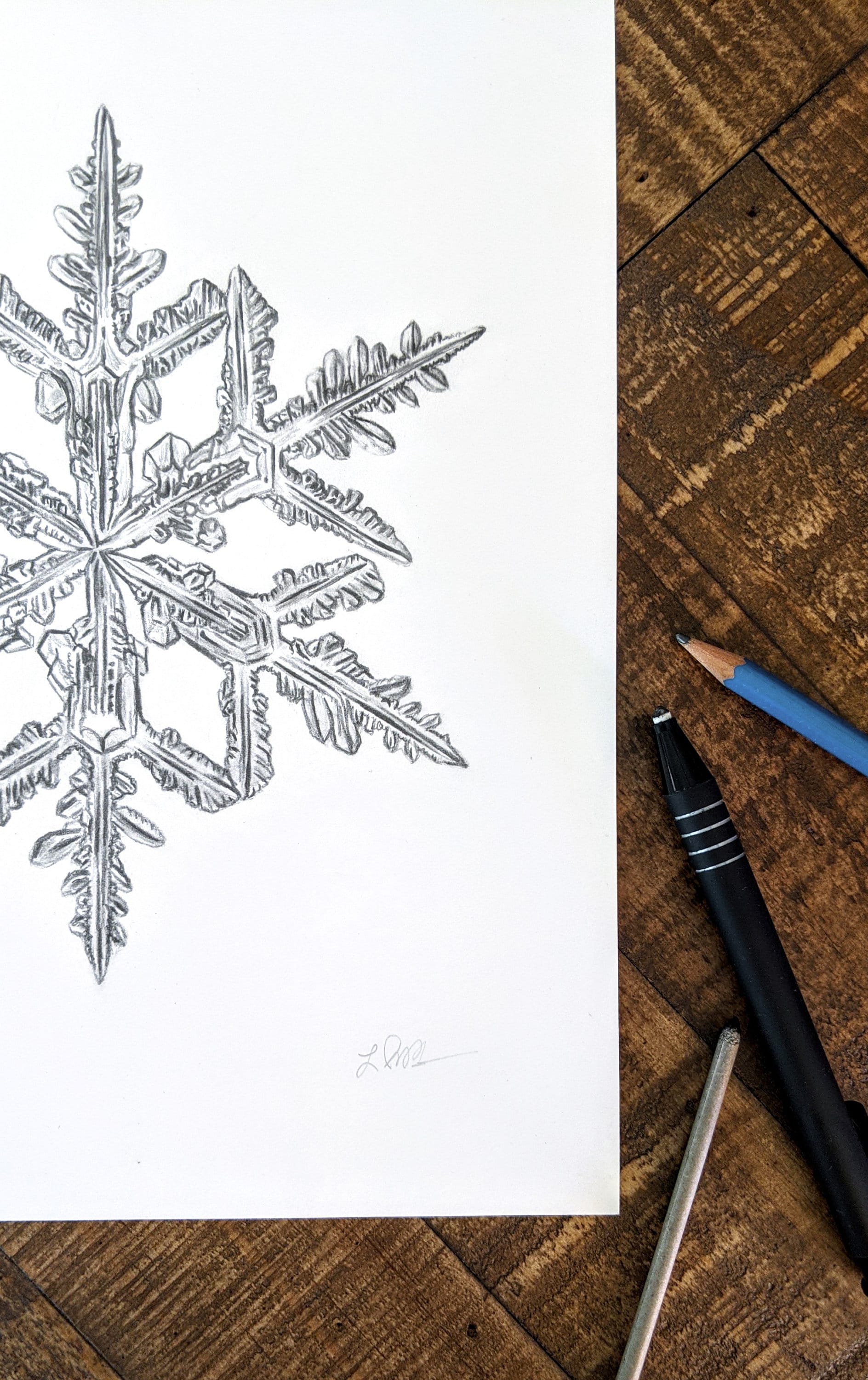 Snowflake Pencil Drawing