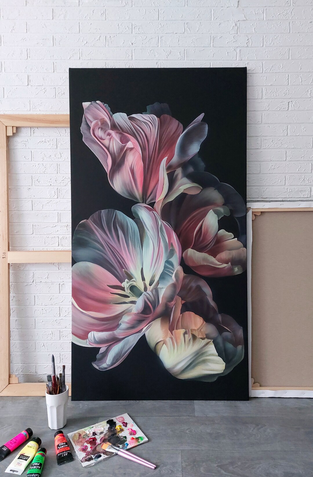 Tulip Painting, Realism Flowers,realistic Oil Painting, Original Oil ...