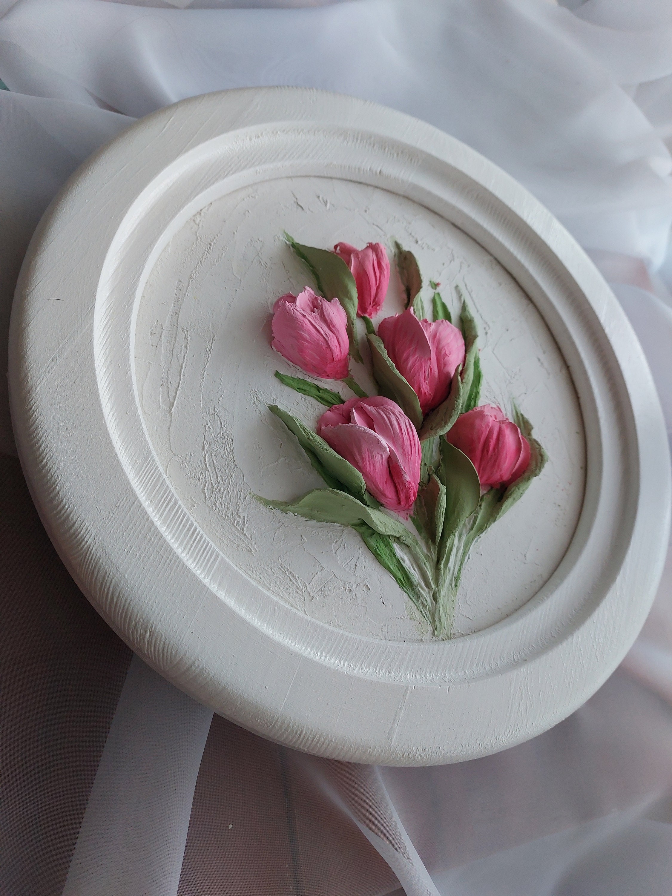 Tulips From Plaster, Sculptural Painting Tulip, Sculptural Art ...