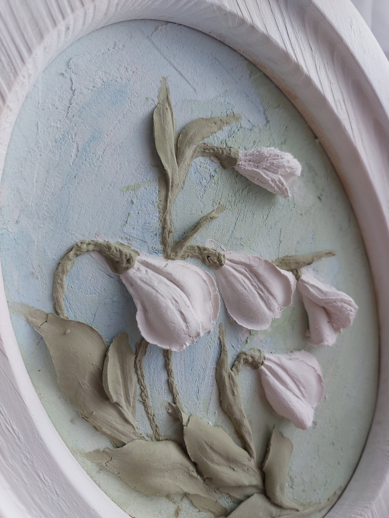 White Flowers Bluebells,sculptural Painting of Flowers,sculpture Art ...
