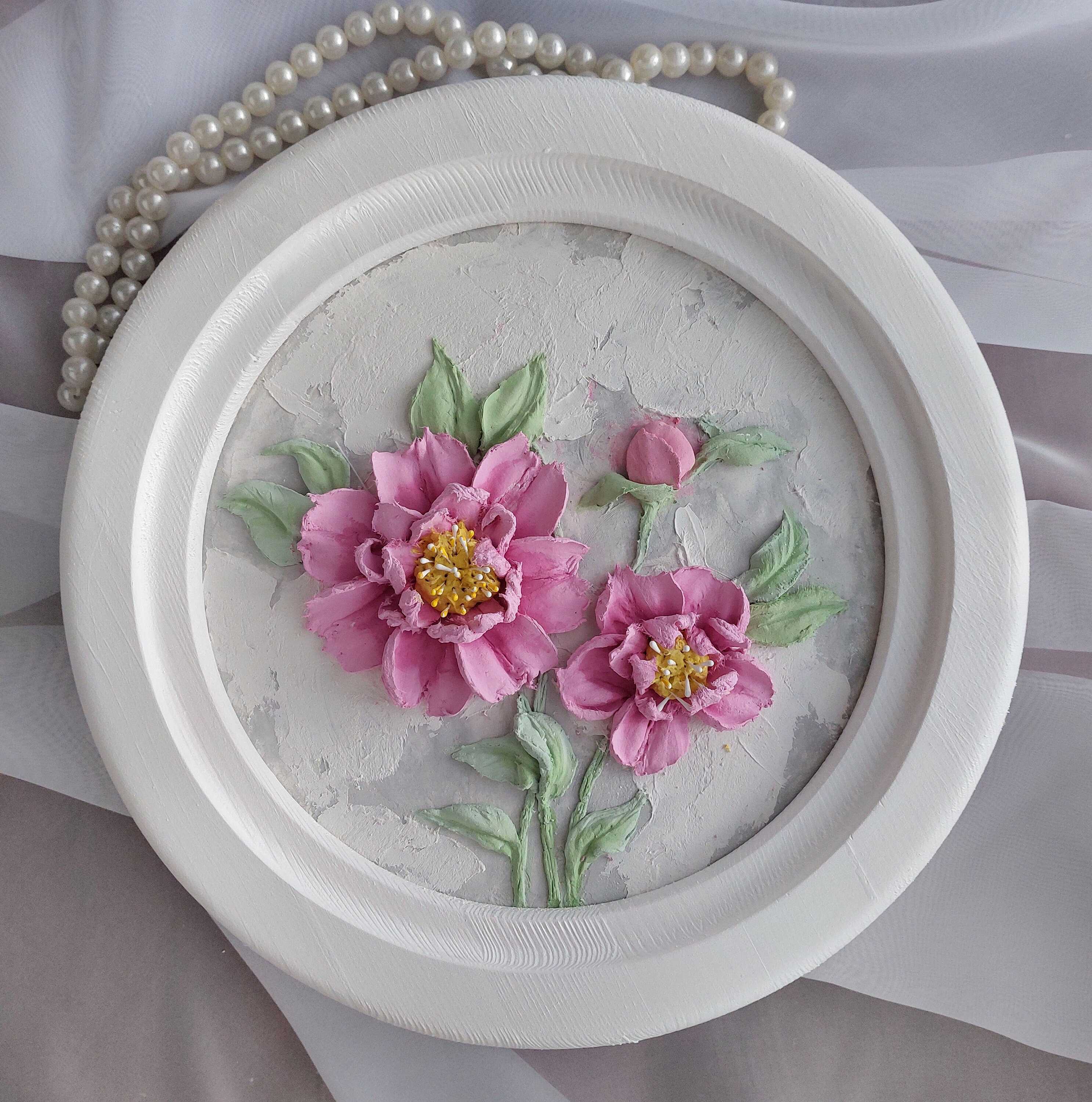 Sculpture Painting Peonies, Three-dimensional Gypsum Flowers, 3D Flower ...
