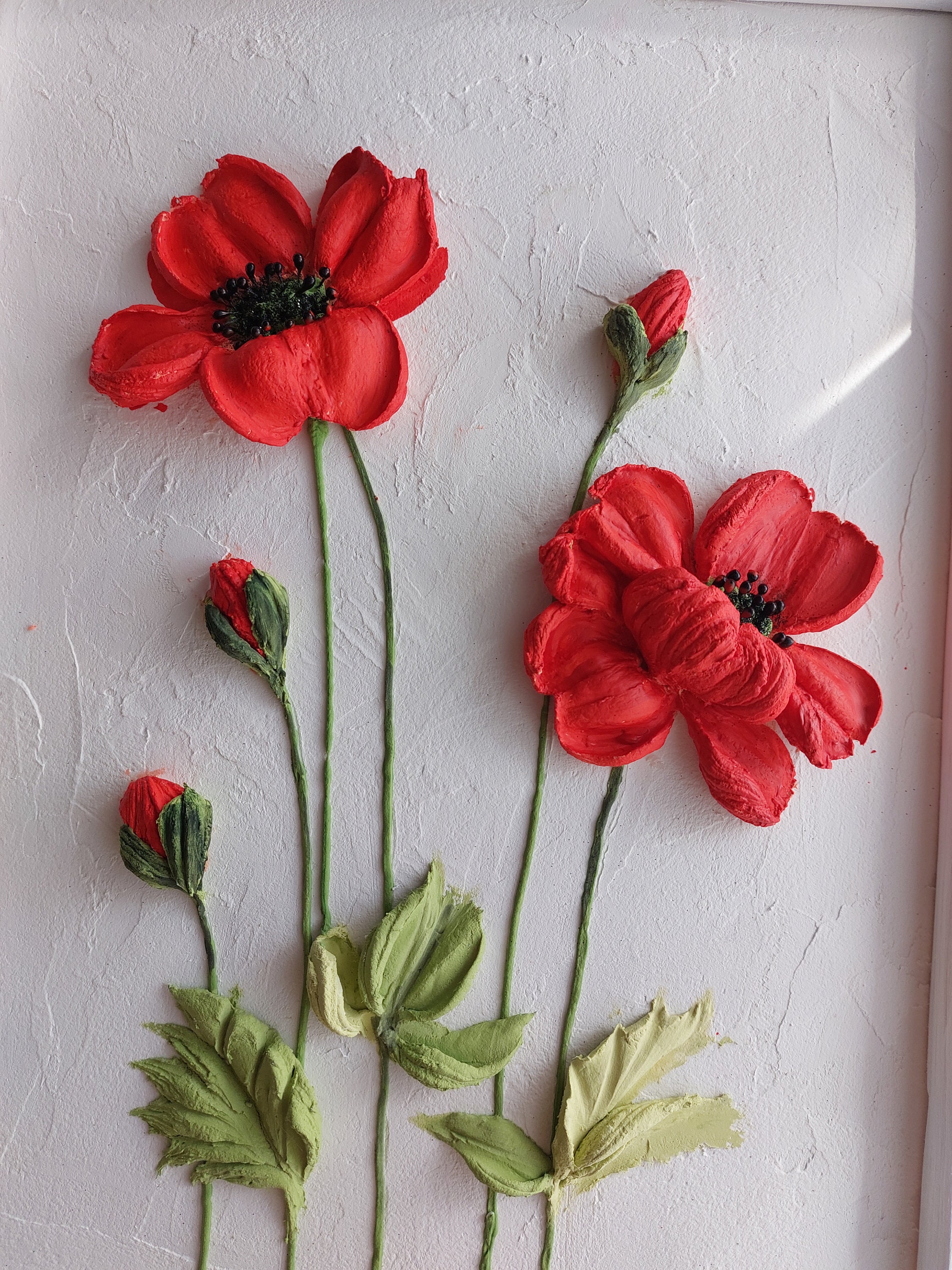 Poppy Sculpture Painting, Three-dimensional Gypsum Flowers, 3D Flower ...