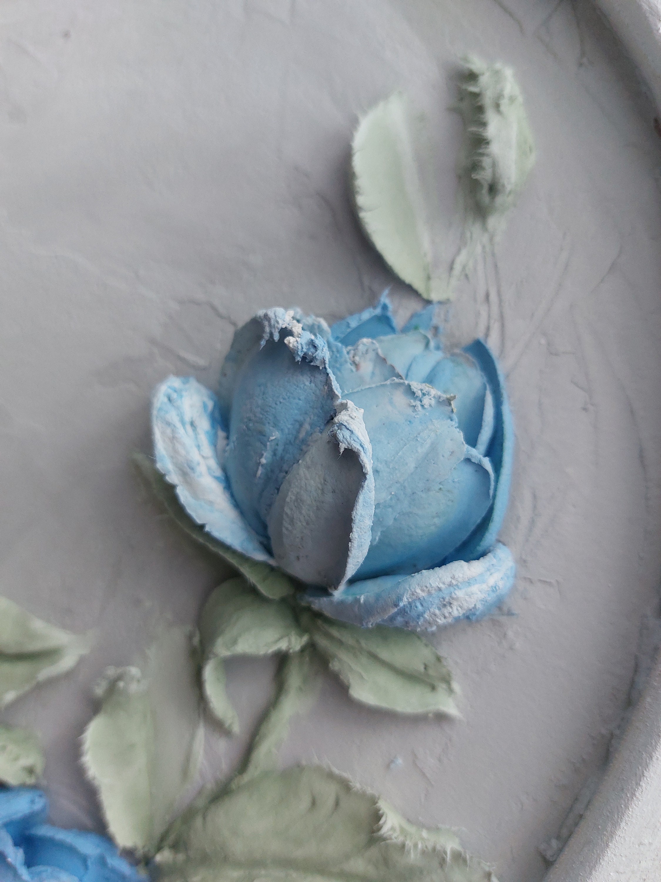 Blue Roses, Sculpture Painting, Three-dimensional Gypsum Flowers, 3D ...