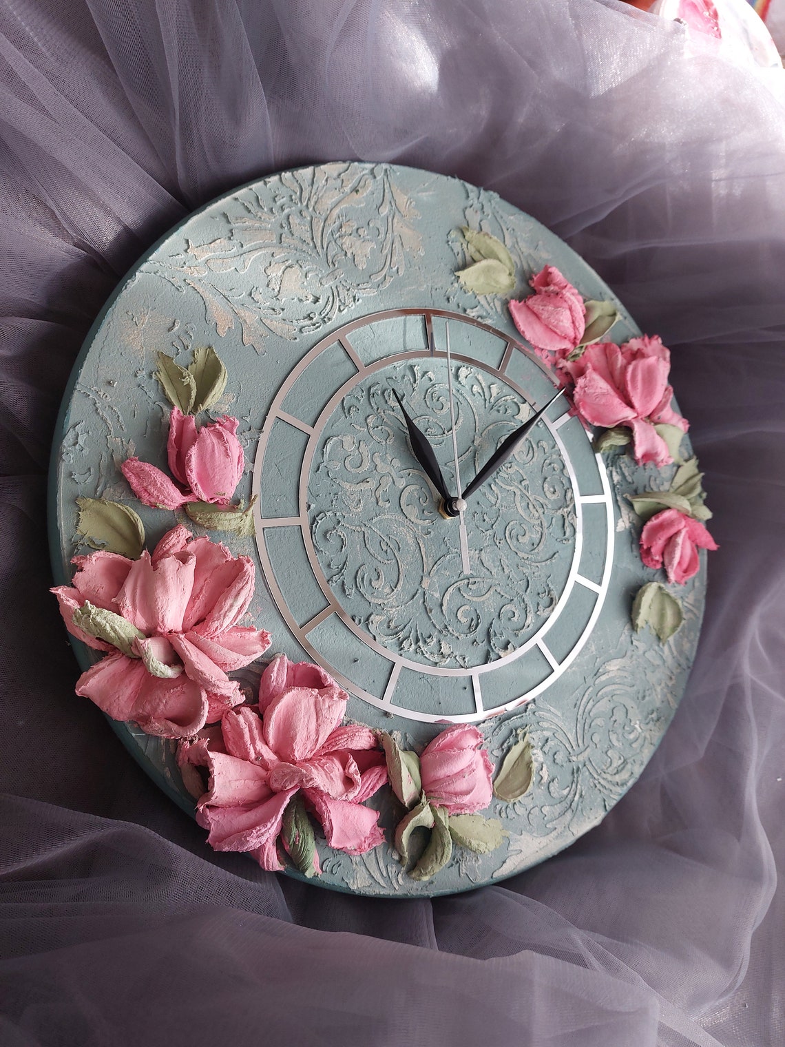 Clocks Using Sculptural Painting Technique, Floral Clocks, Wall Vintage ...