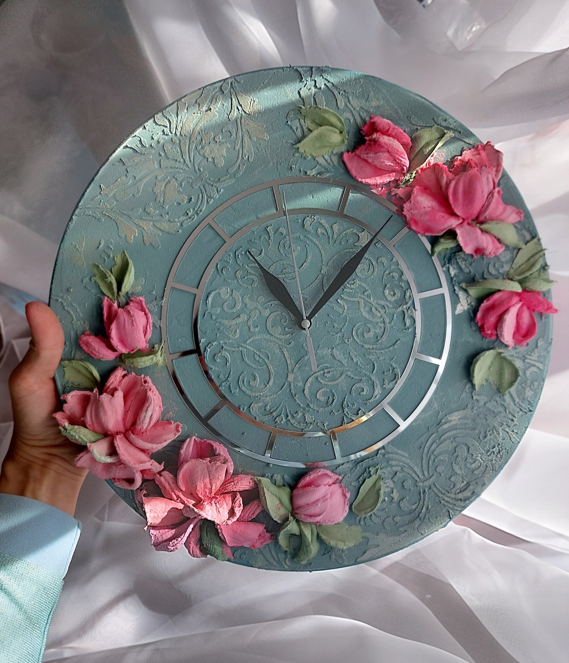 Clocks Using Sculptural Painting Technique, Floral Clocks, Wall Vintage ...