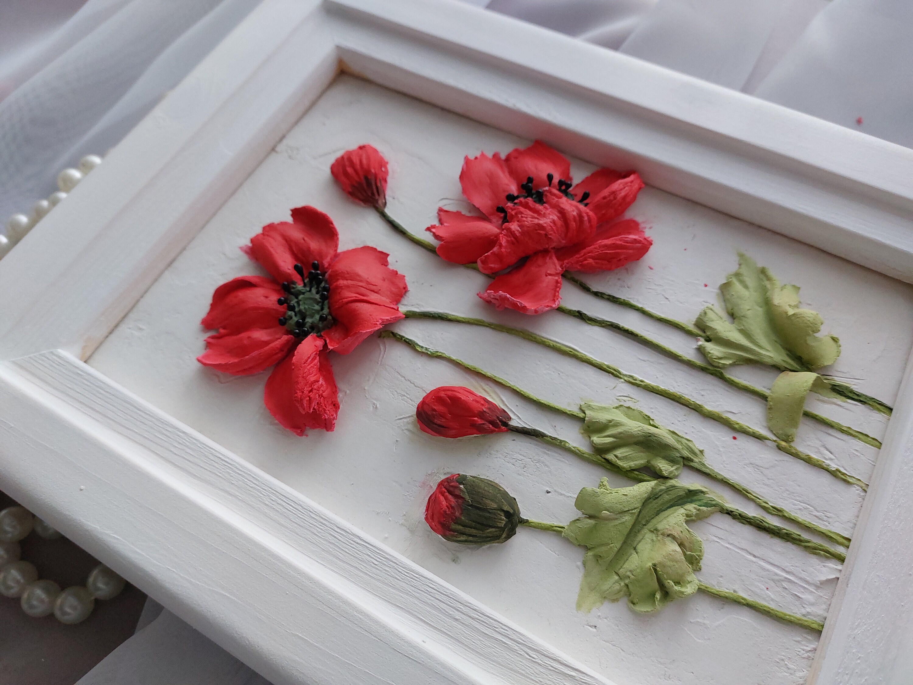 Poppy Sculpture Painting Three-dimensional Gypsum Flowers 3D - Etsy