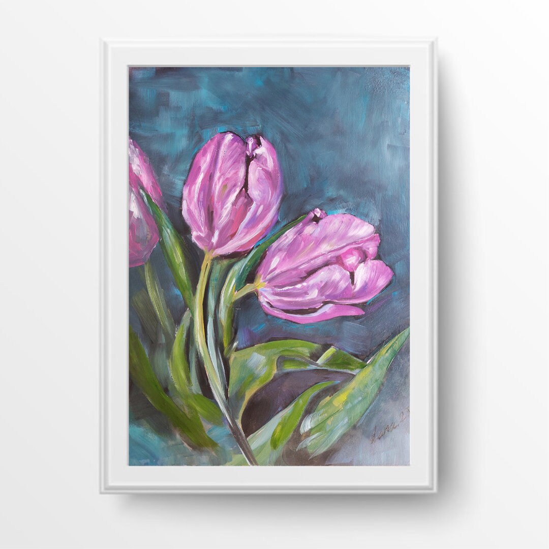 Tulip Painting, Wall Art, Realism, Original Oil Painting, Small ...