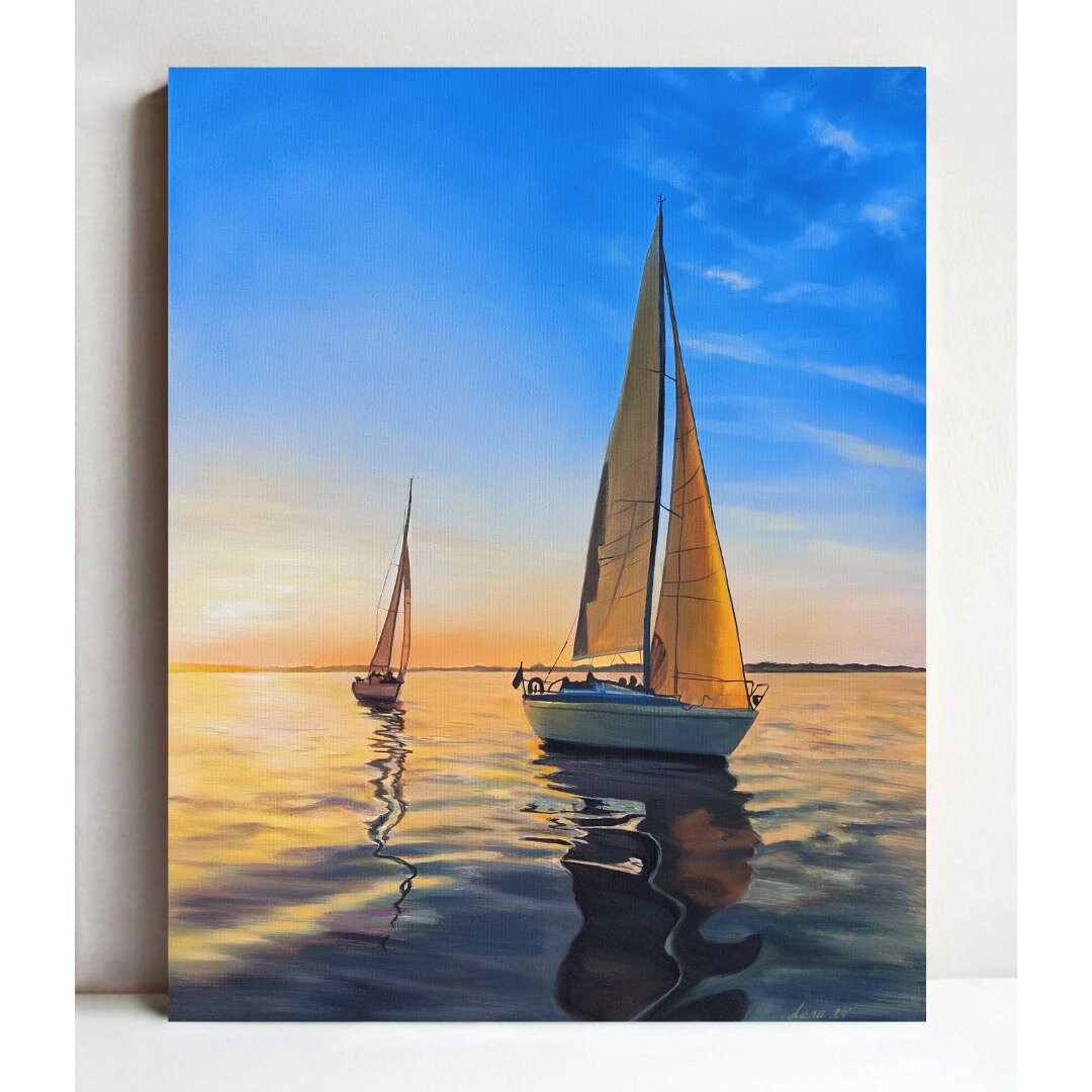 Two Ships at Sunset, a Yacht at Sea Sunset, Sea Sunset, Sea Bay ...