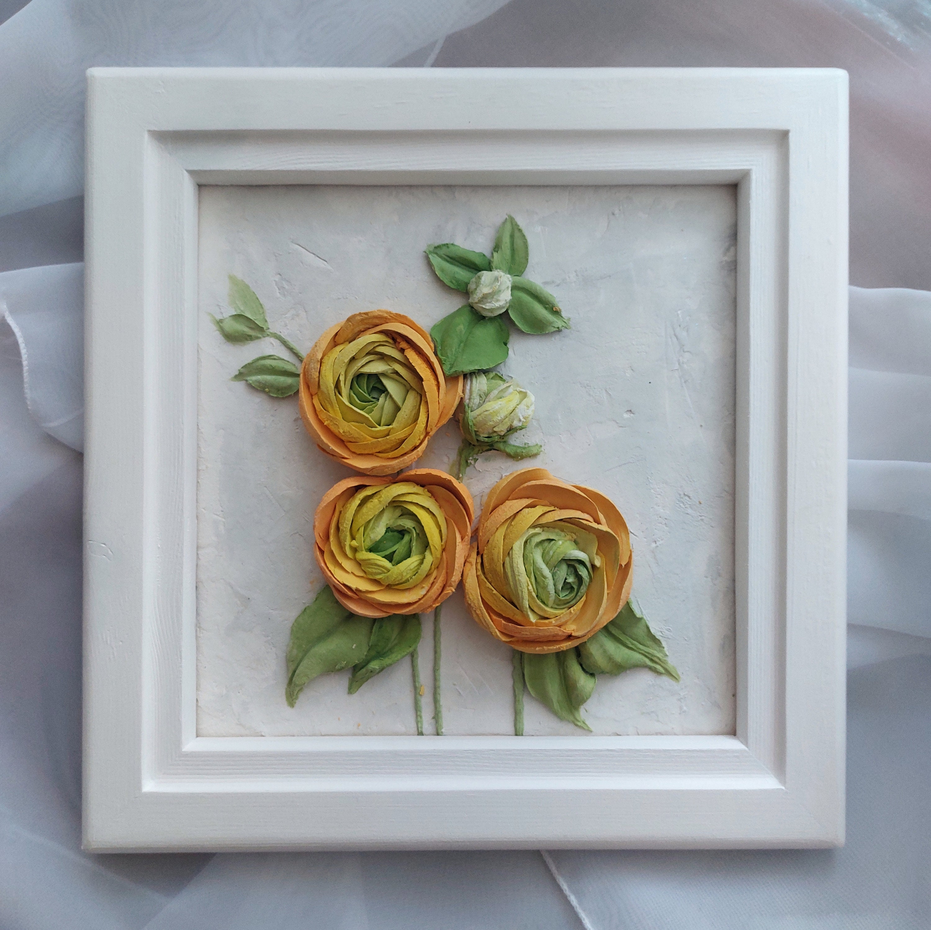 Sculpture Painting Ranunculus, Three-dimensional Gypsum Flowers, 3D ...