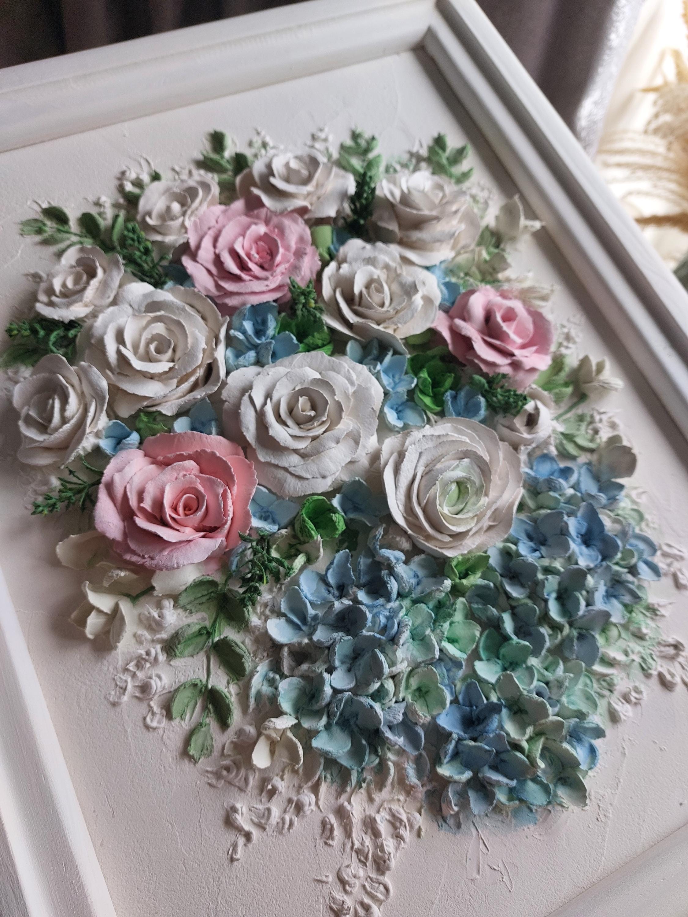 3D Sculptural Wedding Bouquet Painting From Photo – Handmade Plaster ...