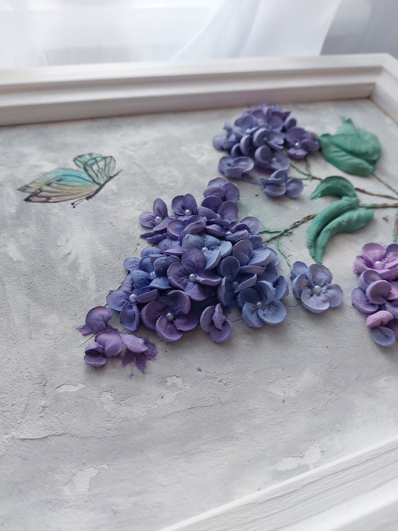 Lilac Sculpture Painting, Three-dimensional Gypsum Flowers, 3D Flower ...