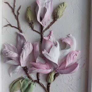 Magnolia Sculpture Painting, Three-dimensional Gypsum Flowers, 3D ...