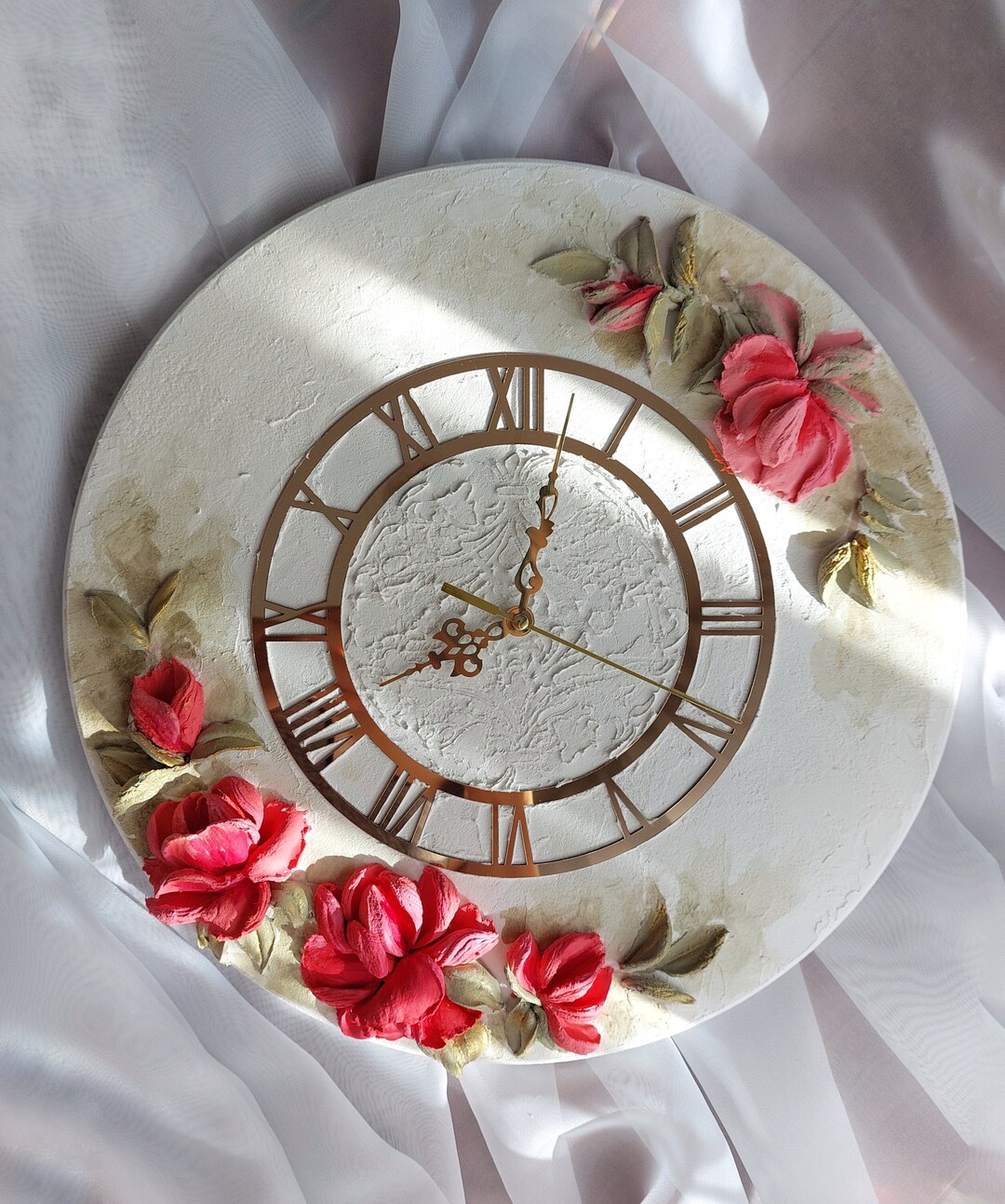 Clocks Using Sculptural Painting Technique, Floral Clocks, Wall Clocks ...